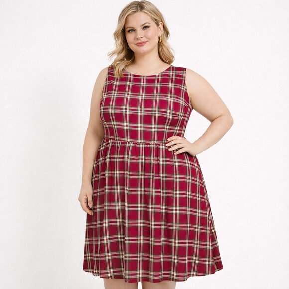 Lindy Bop | Dresses | Lindy Bop Red Tartan Plaid Fit And Flare ...